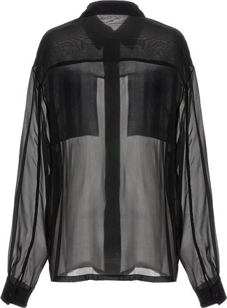 Saint Laurent Semi-Sheer Silk Muslin Shirt - Black