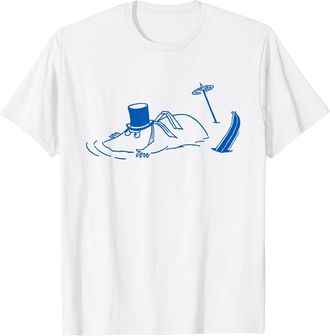 Moomin Blaues Skifahren Moominpappa steckt im Schnee Winter Spiele T-Shirt