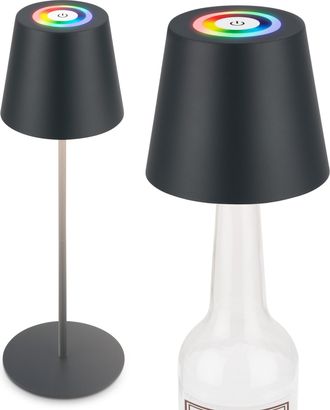 Briloner 3 in 1 RGBW LED Tischlampe kabellos IP44 mit Touch, stufenlos dimmbar, Akku & Lichtquelle tauschbar, Nachttischlampe, LED Lampe, Weinlampe, Flaschenla