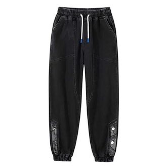 Generic Jean Homme Jeans Homme Jean Broderie Grande Taille Ceinture Coulissante - Pantalon Workwear D&eacute;contract&eacute; Confortable pour Homme Corpulent