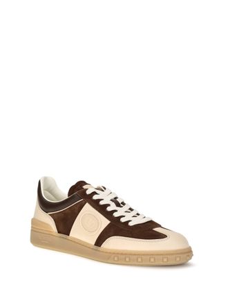 Valentino Garavani Mens Upvillage Suede And Nappa Calfskin Sneakers Bark Brown-Bark Brown-Betulla-Betulla-Am Upper: Suede; Sole: Rubber Brown/bark Brown/betulla/betulla/
