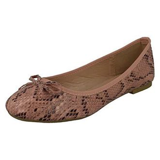 Spot On Ballerines plates pour femme. - Rose - Imprim&eacute; serpent rose., 40 EU