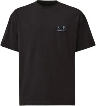 C.P. Company C.p. Company, Homme, Tops, Noir, Taille: L T-Shirt Logo Manches Courtes 30/1 Jersey