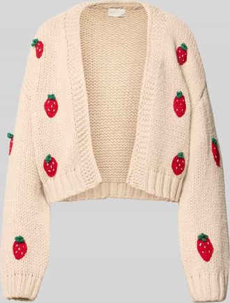 Apricot Regular Fit Strickjacke mit Erdbeer-Bestickung