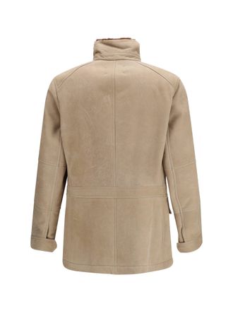 Brunello Cucinelli Waxed Shearling Safari Jacket