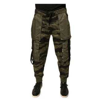 Dolce & Gabbana Gr&uuml;ne Cargo Jogger Hose mit Logo - - Trousers - Herren - Gr&uuml;n - L