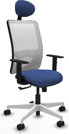 Piqueras y Crespo Schreibtischstuhl, wei&szlig; und blau, Zulema mit 1D-Armlehnen, h&ouml;henverstellbarer Lendenwirbelst&uuml;tze und festem Kopfteil, ausgestattet mit 3 Positionen un