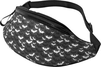 Generic H&uuml;fttaschen Multifunktionale H&uuml;fttasche Halloween-Flederm&auml;use, Grau, K&uuml;hl Mit Rei&szlig;verschluss Schultertaschen F&uuml;r Running Camping Wandern 14X35Cm
