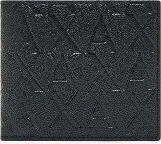 A|X Armani Exchange Mens Essential, Embossed Monogram Texture Bi-Fold Wallet, Black, TU