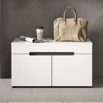 ebuy24 Banc &agrave; chaussure 80x37x45cm d&eacute;cor blanc - KANUT