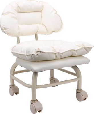 ZJchao Niedriger Rollhocker mit R&uuml;ckenlehne, 360 Grad Drehbar, Weiche Polsterung, Wasserfestes PU-Leder, Doppellagerr&auml;der mit Sto&szlig;d&auml;mpfung, f&uuml;r den Home-Offi