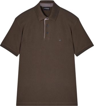 Emporio Armani Homme, Tops, Brun, Taille: L Polo en piqu&eacute; coupe regular