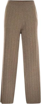 Max Mara Femme, Pantalons, Beige, Taille: 36 FR Pantalon ample en maille c&ocirc;tel&eacute;e