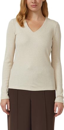 s.Oliver Geripptes Longsleeve mit V-Ausschnitt