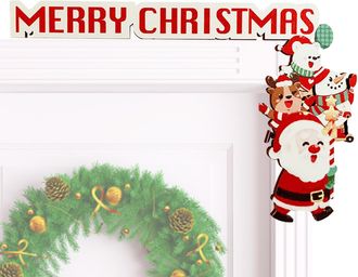 Generico Weihnachtsdekoration für Türrahmen, niedliche Holzdekoration mit Pinguin, Weihnachtsdekoration für Türrahmen, lustige Dekoration für Zuhause