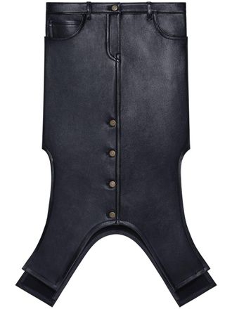 Courr&egrave;ges jupe en cuir &agrave; design structur&eacute; - Noir