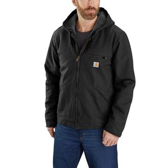 Carhartt Work in Progress Herren Relaxed Fit Washed Duck Sherpa-Futter Jacke Work Utility Oberbekleidung, schwarz, 3X-Large Hoch