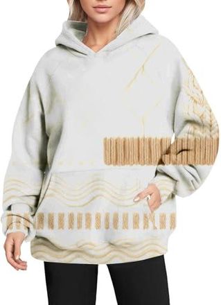 Generic Sweat à capuche ample pour femme - Pull dhiver pour femme - Hauts confortables - Sweat à capuche long - Automne - Manches longues - Avec capuche, beig