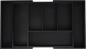 Relaxdays Range-Couverts, Extensible, 5 à 7 Compartiments, Organiseur pour Le tiroir, Bambou et MDF, Noir