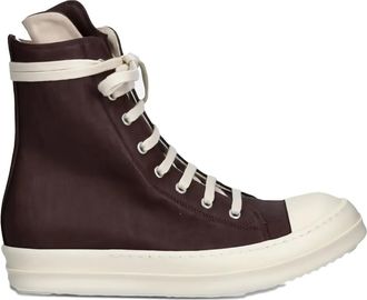 Rick Owens bottines lacées bi-matière - Marron