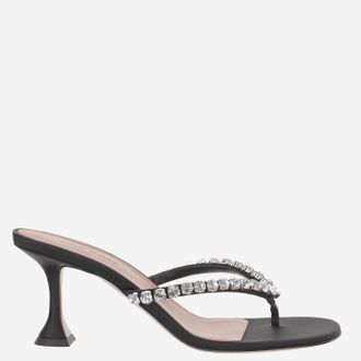 Amina Muaddi Womens Satin Sandals Gigi Black
