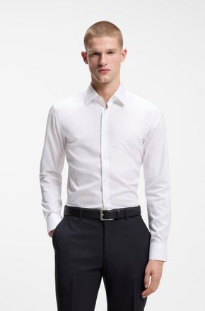HUGO BOSS Businesshemd BOSS, Herren, Gr. 41, N-Gr, wei&szlig; (wei&szlig;100), Web, Obermaterial: 100% Baumwolle, unifarben, slim fit normal, 2-Knopf-Manschette mit Kn&ouml;pfen