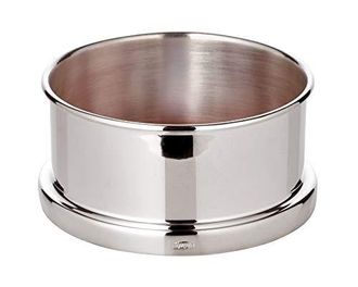 Edzard Dessous de Bouteille Derby, en plaqu&eacute; Argent, avec Socle en Bois, diam&egrave;tre 10 cm