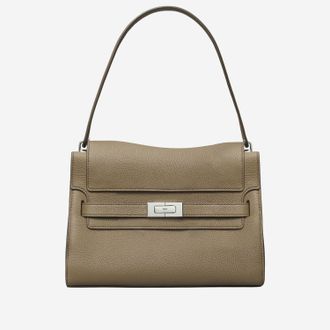 Tory Burch Womens Lee Radziwill Grand Bag Marrone Pelle Martellata Shoulder