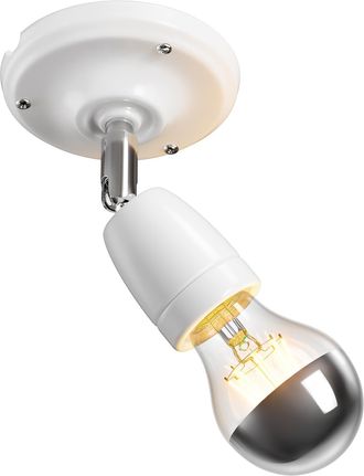 LEDs Com Wandleuchte ELEPO, Porzellan, Stahl, wei&szlig; gl&auml;nzend, inkl. E27 LED, Kopfspiegel (silber) 6W, 667lm, warmwei&szlig;