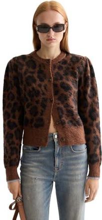 Scotch & Soda Fuzzy Jacquard Cardigan, Peace Leopard U297, L Femme