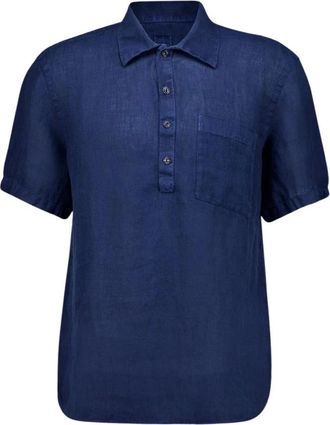 120% Lino Homme, Chemises, Bleu, Taille: 2XL Chemise Manches Courtes en Lin