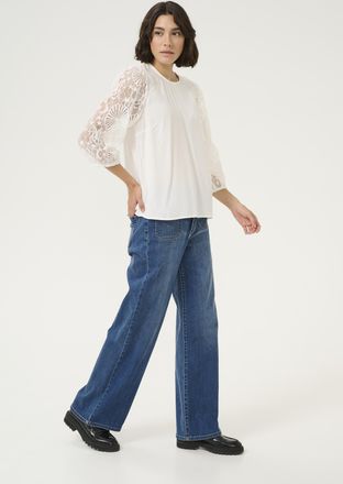 Kaffe Langarm-Bluse Regular fit Chalk white