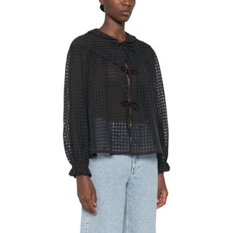 Stine Goya Gingham-Bluse mit Bindung vorne - - Blouses & Shirts - Damen - Schwarzk - XS