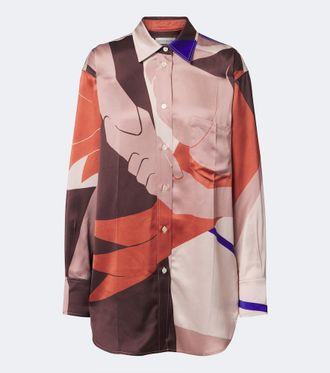 Victoria Beckham Bedrucktes Hemd aus Cr&ecirc;pe-Satin