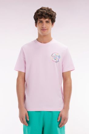 Eden Park T-shirt En Coton Rose S&eacute;rigraphie Multicolore Coupe D&eacute;contract&eacute;e