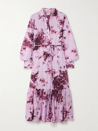 Erdem Robe Midi En Coton À Imprimé Fleuri Et À Ceinture - Rose