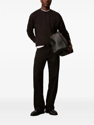Calvin Klein Embroidered Logo Crew Neck Sweatshirt - Black