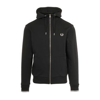Fred Perry Homme, Sweatshirts et sweats &agrave; capuche, Noir, Taille: XL Sweat &agrave; Capuche Noir avec Fermeture &Eacute;clair