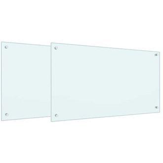 vidaXL K&uuml;chenr&uuml;ckwand 2 pcs Wei&szlig; 90 x 50 cm Geh&auml;rtetes Glas vidaXL