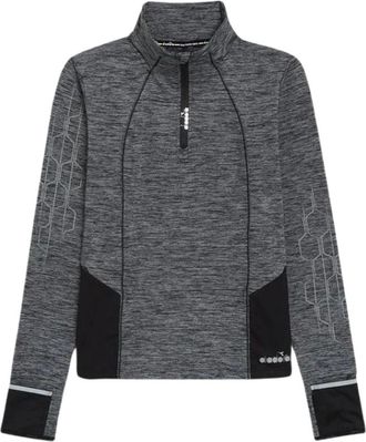 Diadora Femme, Sweatshirts et sweats &agrave; capuche, Noir, Taille: 36 FR SweaT-shirt en polyester avec poignets et ourlet c&ocirc;tel&eacute;s