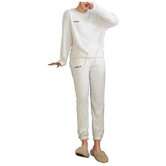 Generic V&ecirc;tements de sport pour femme avec pantalon - V&ecirc;tements dhiver en peluche pour femme - Ensemble de v&ecirc;tements de d&eacute;tente - Ensemble de jogging pour le 
