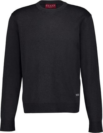 Gucci Pullover mit Intarsien-Logo - Grau