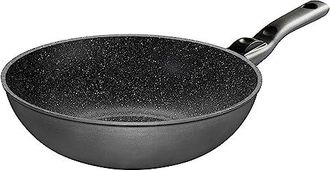 STONELINE Flex Poêle Wok 30 cm, Made in Germany, avec Poignée Amovible, Revêtement Antiadhésif avec de vraies particules de pierre, Compatible à lInduction et a