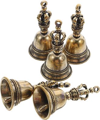 Lurrose 5st&uuml;cke Altarglocke Messing Handglocke F&uuml;r Meditation Und Gebete Vintage Glocke Mit Pentagramm F&uuml;r Wicca Und Spirituelle Anwendungen