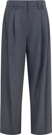 Brunello Cucinelli Pantalon tailleur en laine tropicale avec d&eacute;tail monili - Homme - Pantalons - Gris - Taille: W38