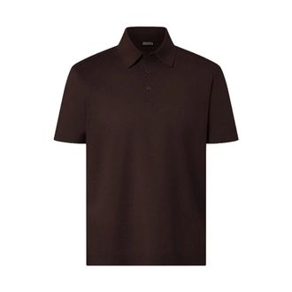 Ermenegildo Zegna Homme, Tops, Brun, Taille: 2XL Polo Manches Courtes