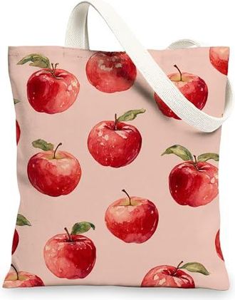Generic Sacs fourre-tout en toile à motif de fruits artistiques, réutilisables, légers et lavables avec bandoulière pour salle de sport, voyage, plage, pique-