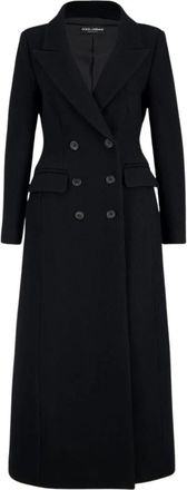 Dolce & Gabbana Femme, Manteaux, Noir, Taille: 40 FR Double-Breasted Manteaux
