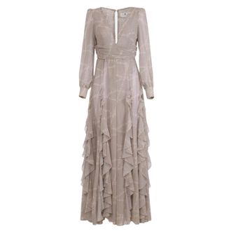 Elisabetta Franchi Femme, Robes, Gris, Taille: 40 FR Robe Longue en Georgette Red Carpet