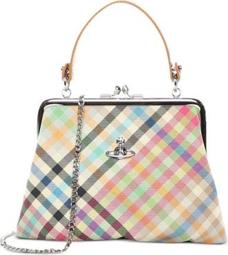 Vivienne Westwood Portemonnaie - Structured Beige Plaid Shoulder Bag - Gr. unisize - in Gelb - f&uuml;r Damen